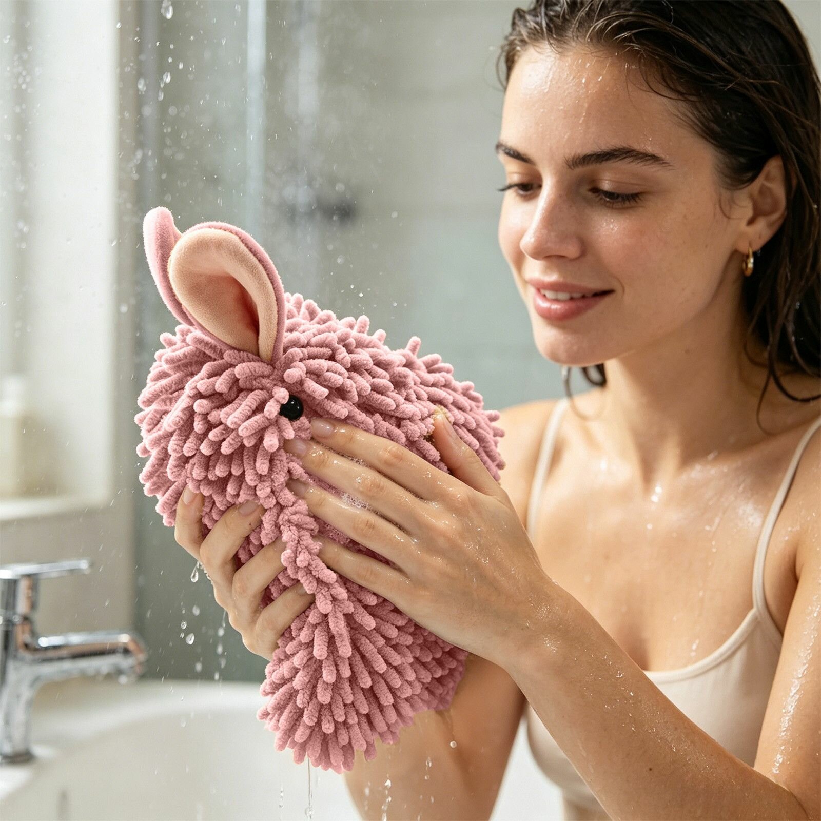 Boool Полотенце для лица, рук, Вата, 12x21 см, светло-розовый, 1 шт.