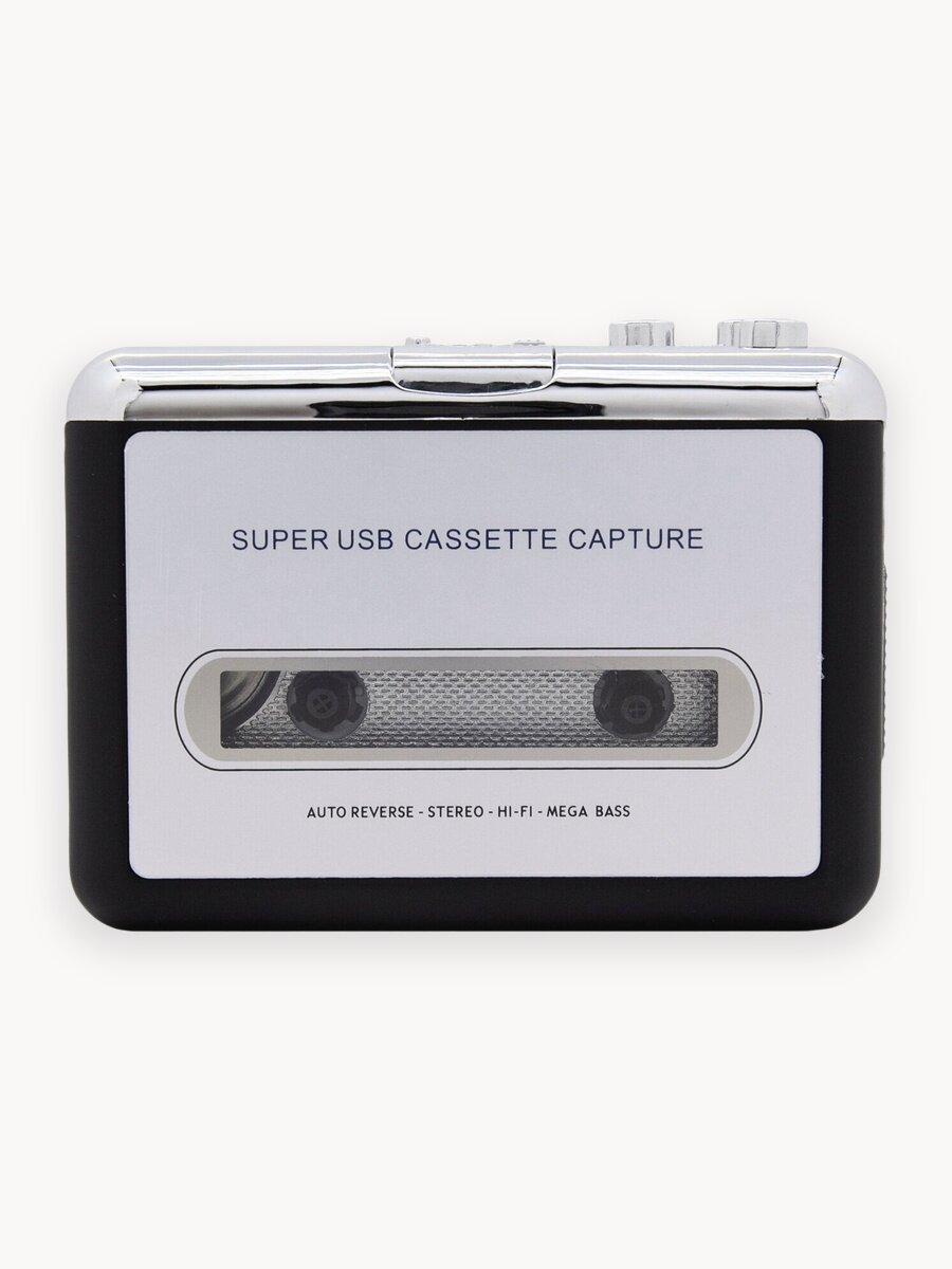 Кассетный mp3-плеер, для оцифровки магнитных записей, USB, чёрный/белый