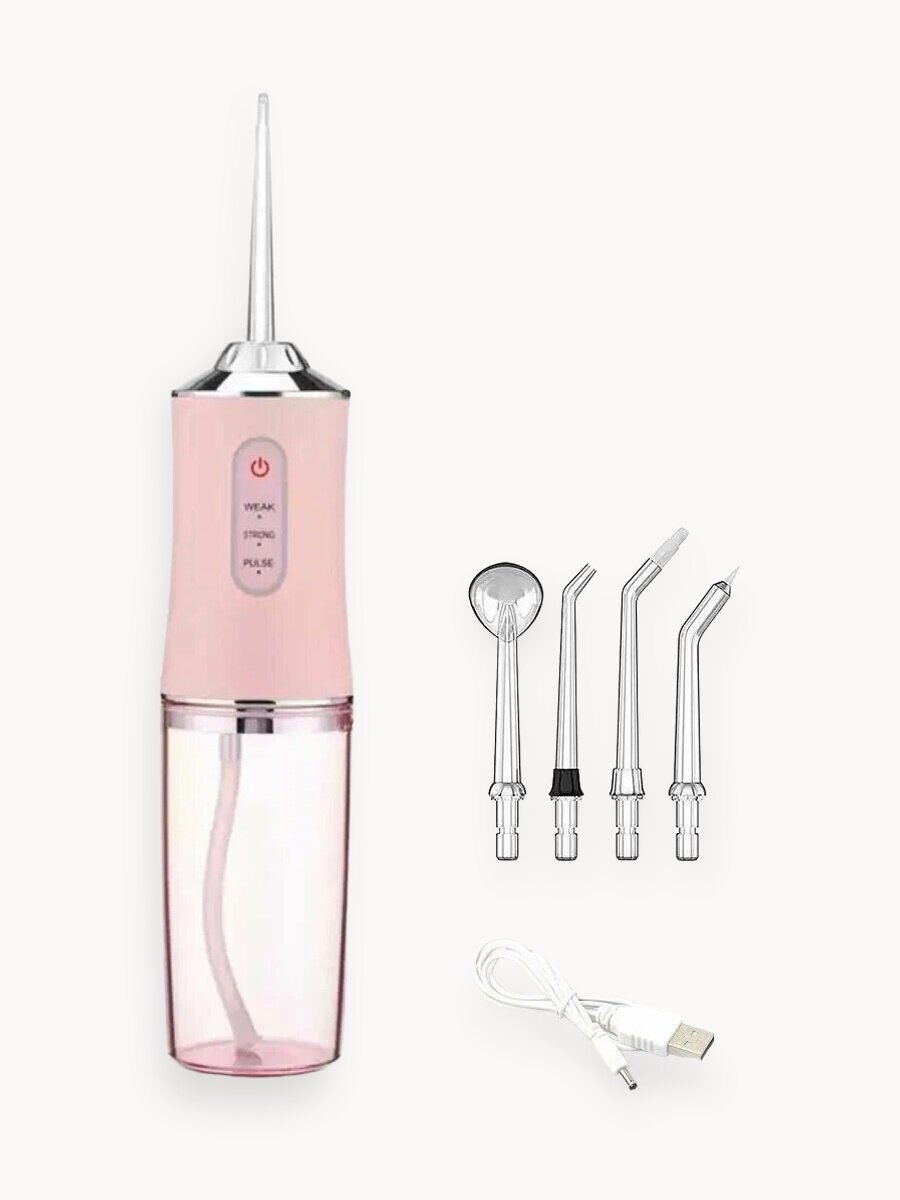 Ирригатор для зубов и полости рта , портативный для повседневной и деликатной чистки , уход за деснами, розовый
