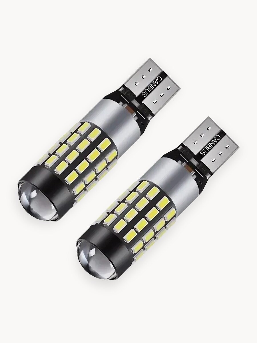 Т10 w5w +120% светодиодная биполярная авто лампа с обманкой, 12-24 в передние габариты Кия, Хендай, Шкода / подсветка салона / номера / задний ход, (2шт) цвет белый