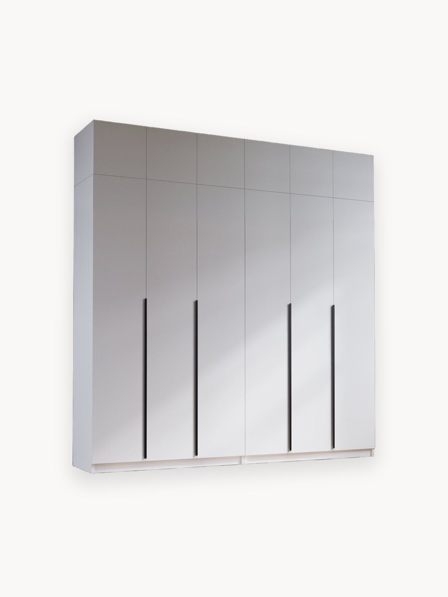 Шкаф для одежды распашной с антресолью и ручками уютная логика 300*260*50см, Белый, с полками и штангами