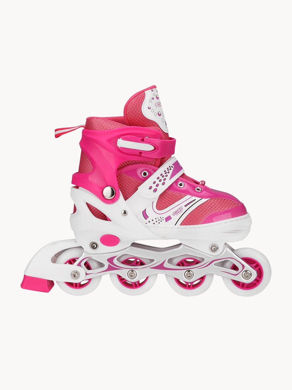 Роликовые коньки 2в1 с лезвием (ролики и коньки), розовые, колеса ПВХ, раздвижные (размер 34-37). Арт. РЛК-1777