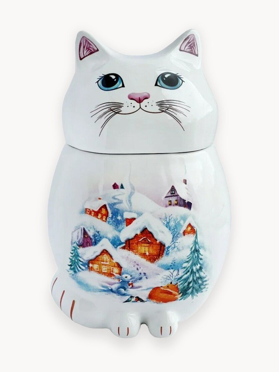 Чай чёрный в керамической банке - Кот, Волшебная зима, 50 гр.