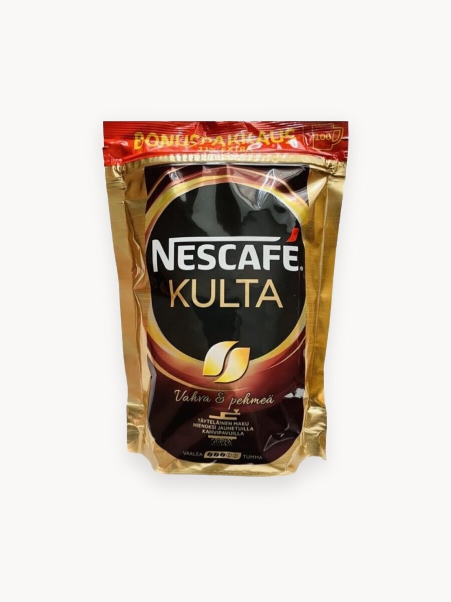 Кофе растворимый сублимированный Nescafe Kulta (Нескафе культа) 1 шт х 180 гр с добавлением молотого кофе Финский в подарок