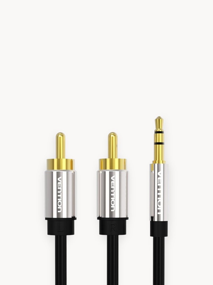 Кабель Vention аудио Jack 3,5 mm M/2RCA M - 1,5м Черный
