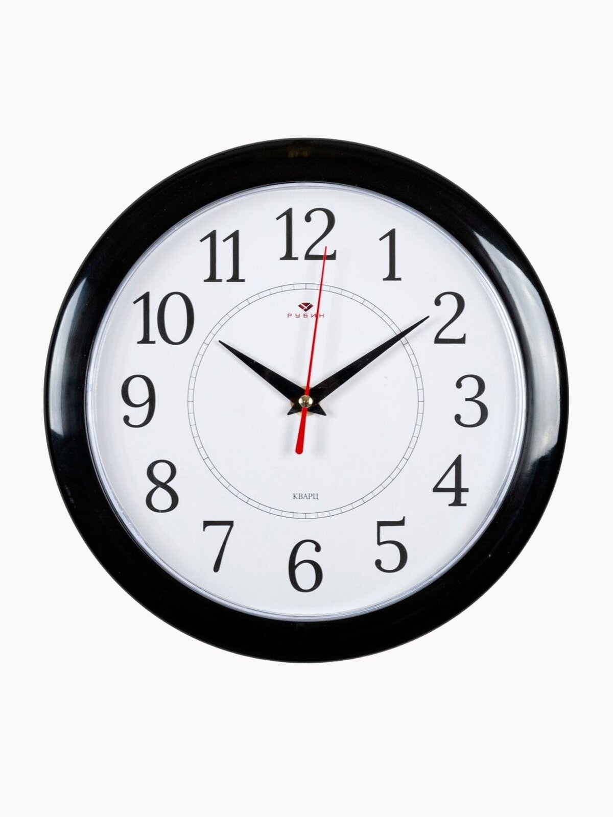 Часы "Рубин Классика", настенные, кварцевые, пластик/стекло, черные ,