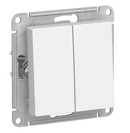 Переключатель (Проходной выключатель) Schneider Electric AtlasDesign двухклавишный 10А белый ATN000165 - 4шт