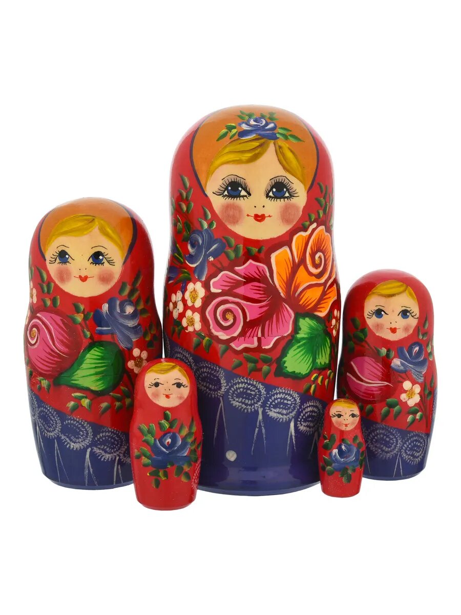 Матрешка "Розочка" 5 мест, 18 см
