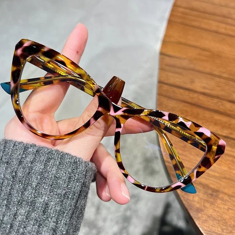CLLOIO женские очки «кошачий глаз» с защитой от синего света C3-Leopard Pink, Prescription Custom