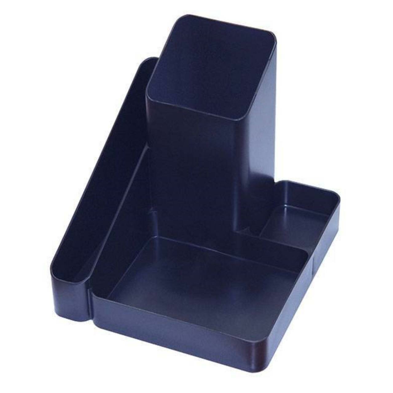 Подставка для канцелярских принадлежностей Стамм имидж 4 отделения, 115х122х111 мм, черный пластик