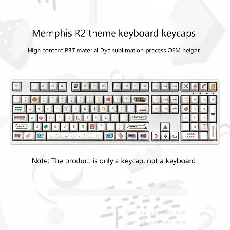 Механическая клавиатура с сублимацией на 104 клавиши в стиле панк keycap-Memphis R2