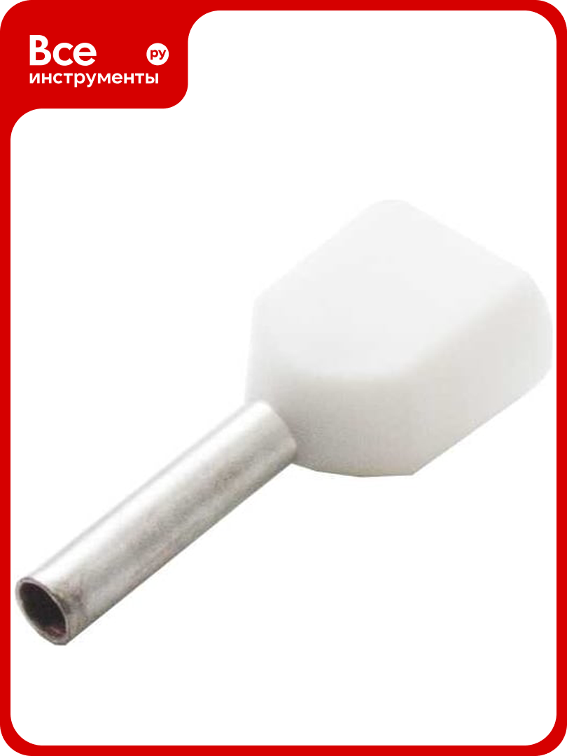Двойной штыревой втулочный изолированный наконечник Engard ншви(2) 0,5-8 цвет белый (1 пакет/50 шт.) NSHvI2-0,5-8-W