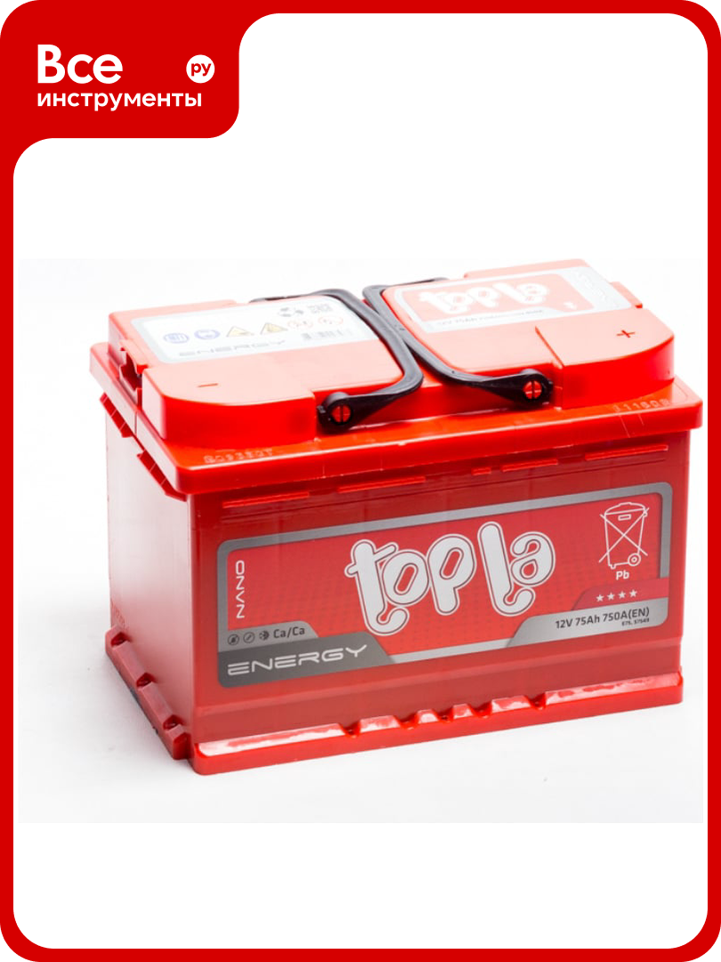 Автомобильный, TAB, аккумулятор Topla energy 6ст-75.0 (57412) 108075 обратная полярность для автомобилей легковых и грузовых кальциевая технология