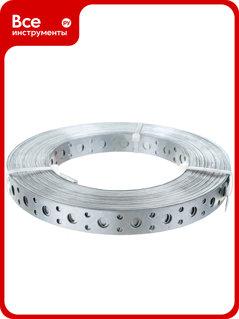 Монтажная лента Саморезик прямая RТМ8 из оцинкованной стали для быстрого монтажа с прямой фиксацией