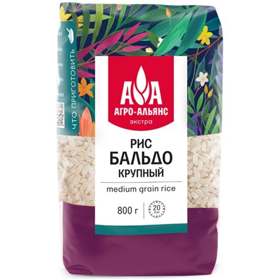 Рис Агро-альянс среднезерный крупный Бальдо Экстра 800 г