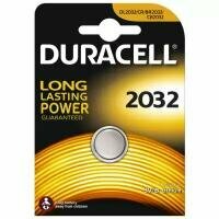 Батарейки DURACELL CR2032 2BL, 3.0 Вольт, размер d-20 мм, толщина 3,2 мм. блистер 1 шт.
