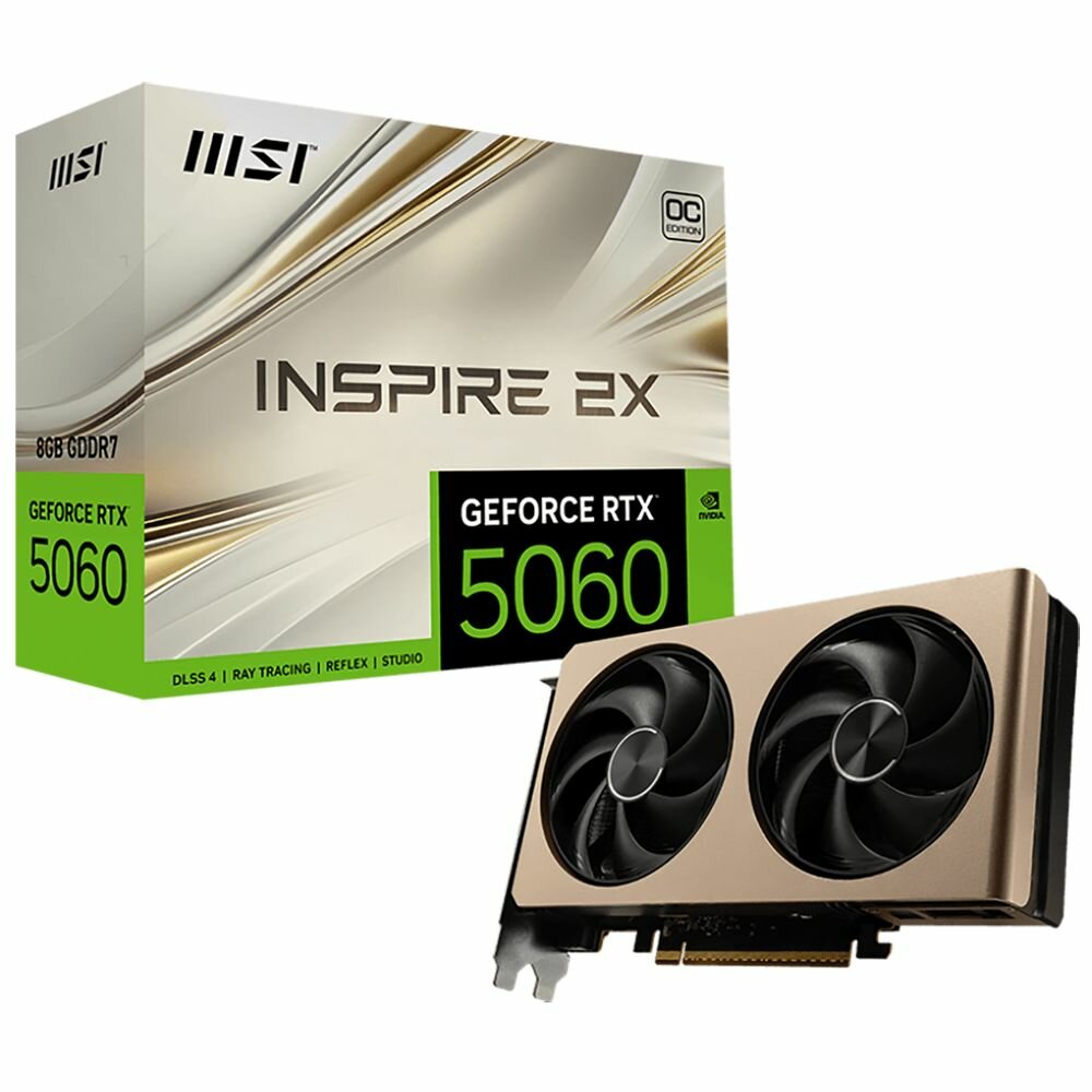 Видеокарта MSI RTX5060 INSPIRE 2X OC 8GB GDDR7 128bit 3xDP HDMI 2FAN RTL