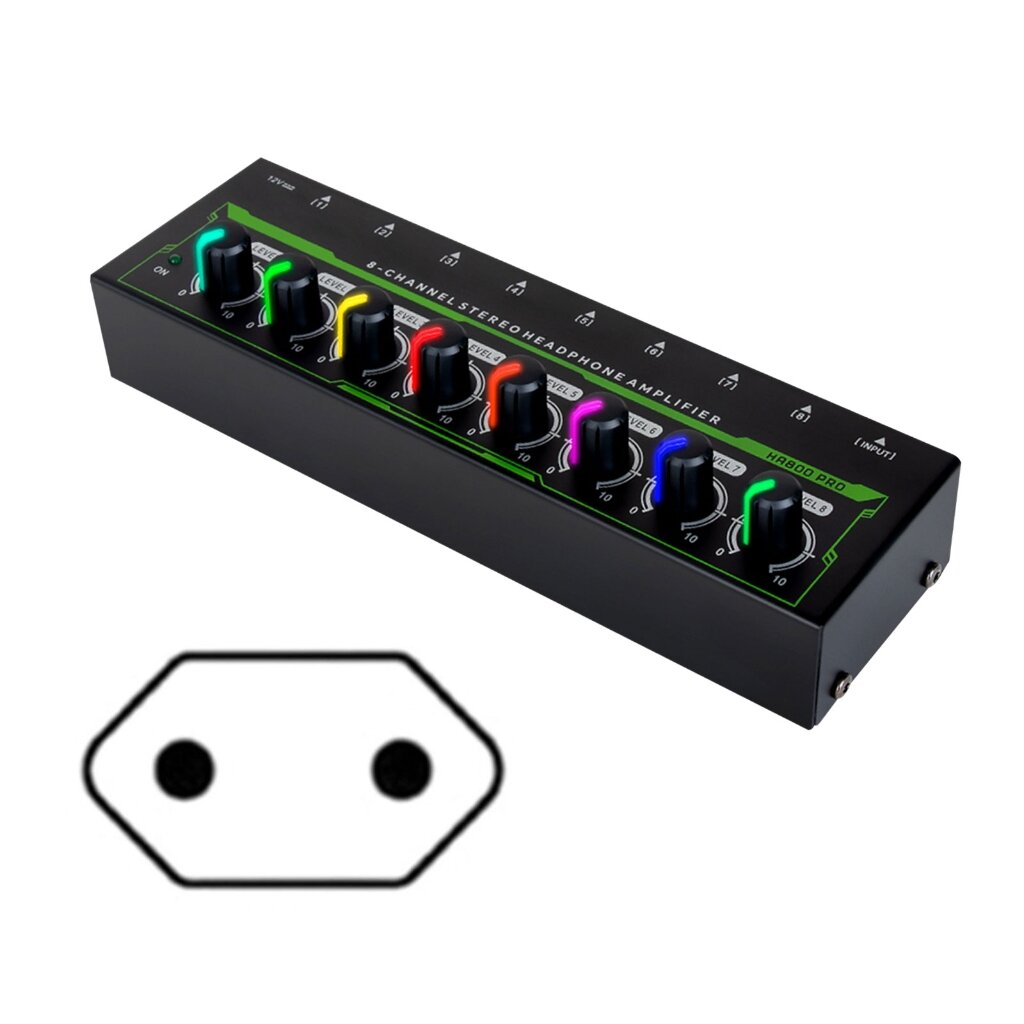 Усилитель для наушников 8 каналов светодиодный стерео звук наушников сплюттером адаптер питания для миксеров