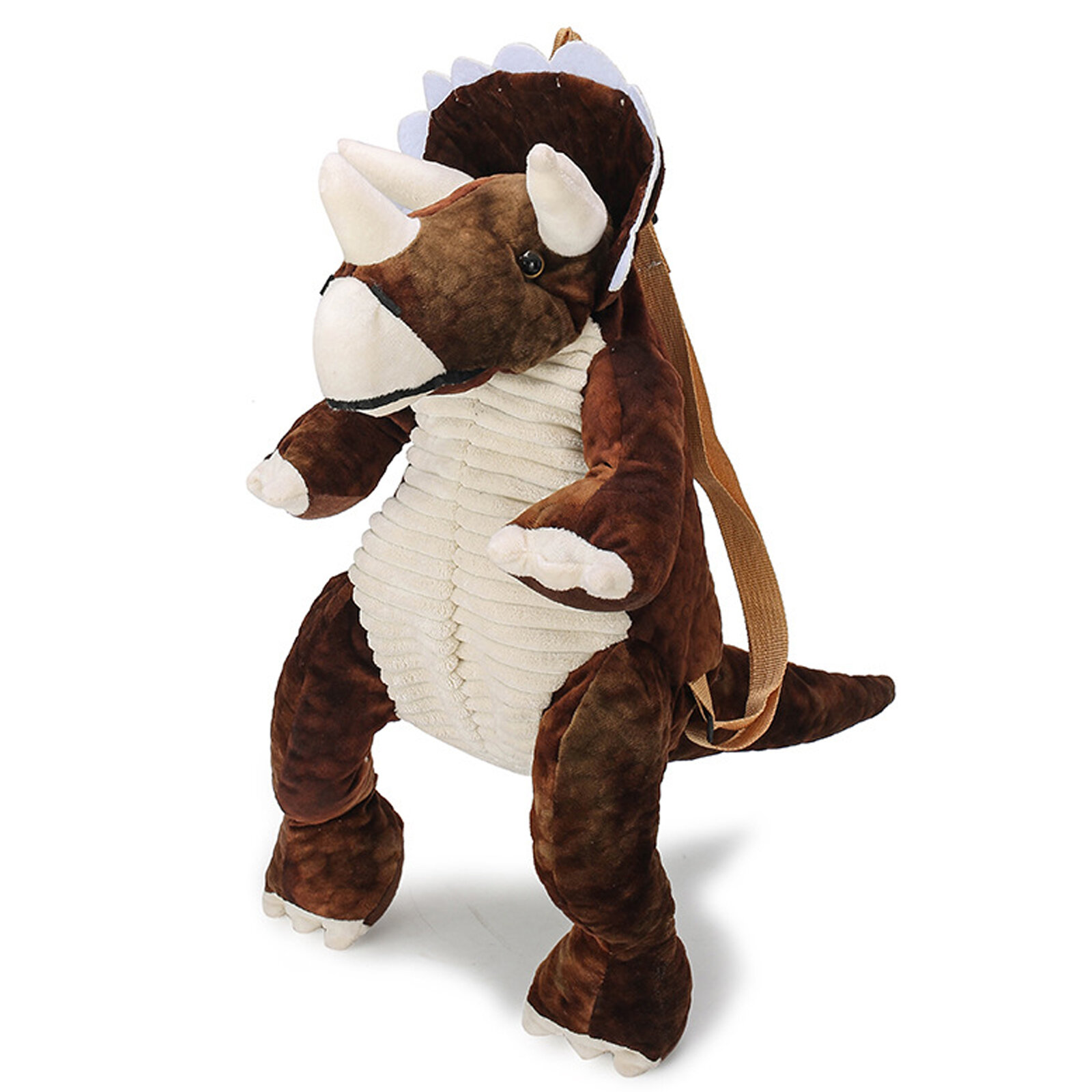 Рюкзак с динозавром трицератопсом для детей и малышей, плюшевая игрушка-динозавр, подарок на день рождения или Рождество, коричневый.