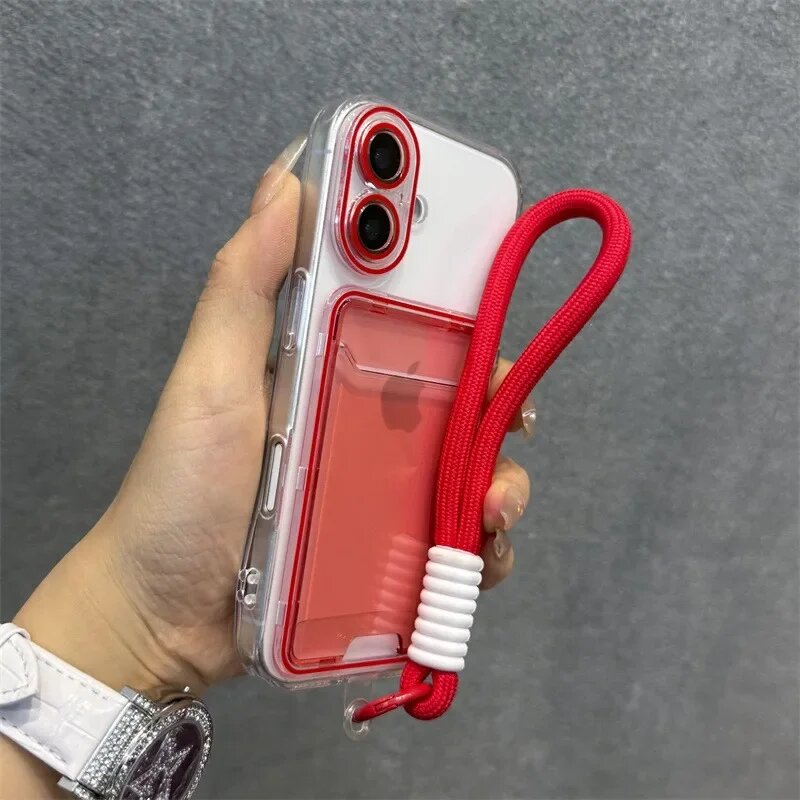 17 Прозрачный чехол для карточек Air Candy Color для iPhone 11 12 13 14 15 Красный, Red GS, 16ProMax