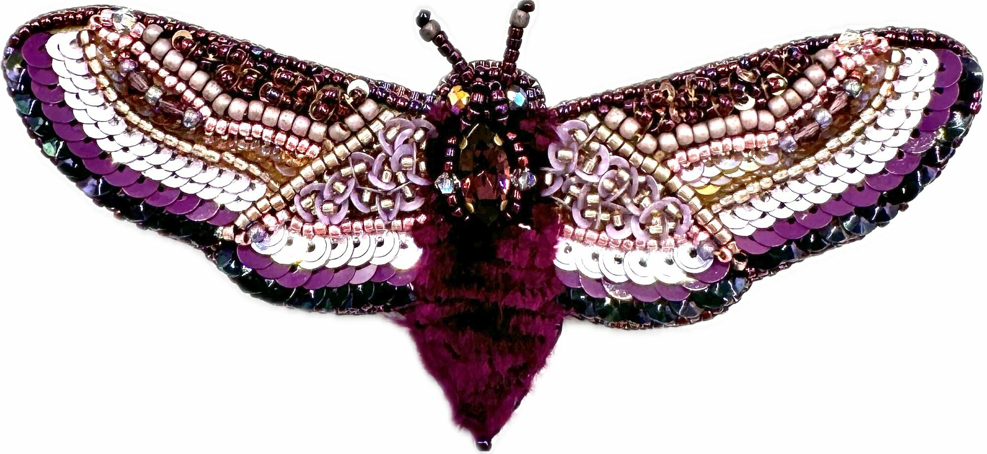 Брошь, стразы, бисер