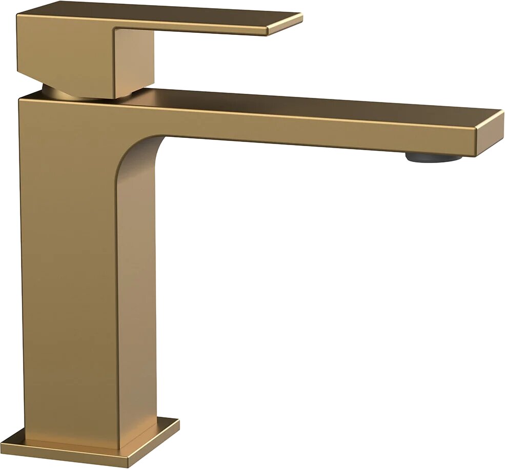 Смеситель для раковины Vincea Cube VBF-1C01BG золотой, матовый, кран для ванной в раковину, из латуни, рычажный, с керамическим картриджем