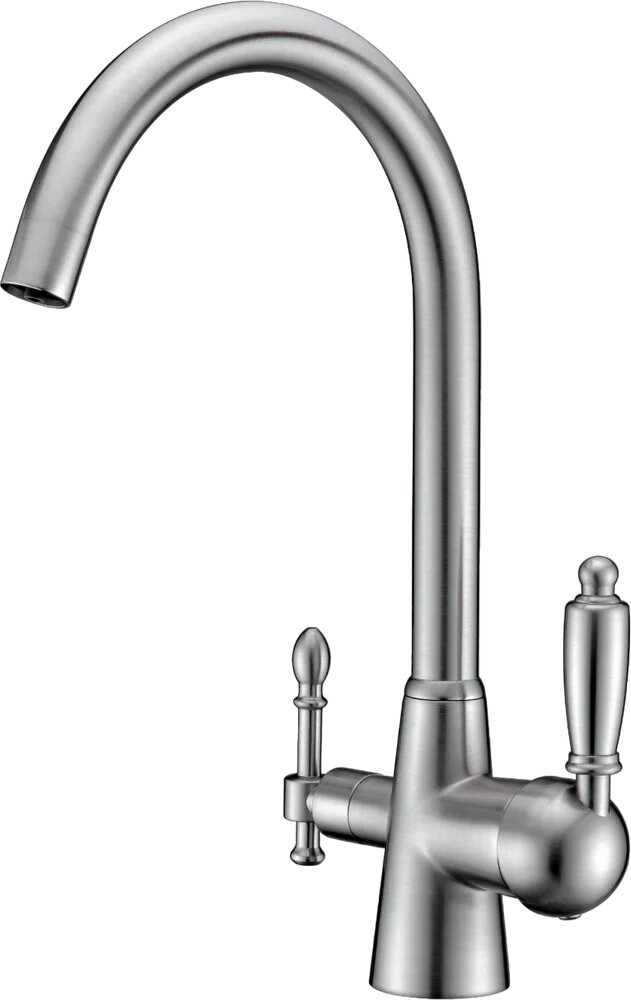 Смеситель для кухни Kaiser Vincent 31744-5 с краном для питьевой воды, с поворотным изливом, матовый, однорычажный, латунный, с керамическим картриджем