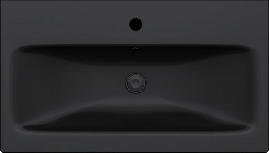 Мебельная раковина AM.PM Gem 75 фарфоровая, раковина для ванной, со сливом-переливом, черная, прямоугольная