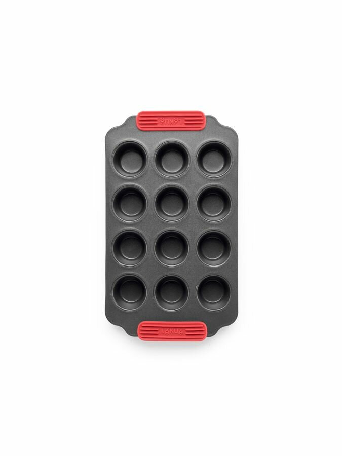 Форма для маффинов LEKUE антипригарная 12 ячеек серая 887406