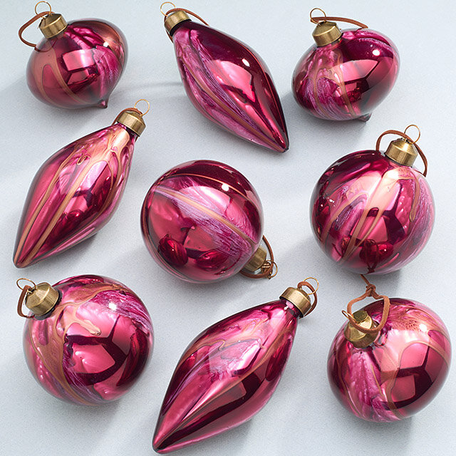 Набор стеклянных елочных игрушек Divorze Cremisi 8 см, 9 шт, Christmas Deluxe, 13076-набор