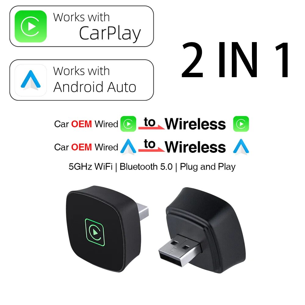 Беспроводной Адаптер CarPlay/Android Auto 2-в-1 Mini USB Для Hyundai Honda Haval Genesis Ford Fiat Dodge Chevrolet Borgward R.