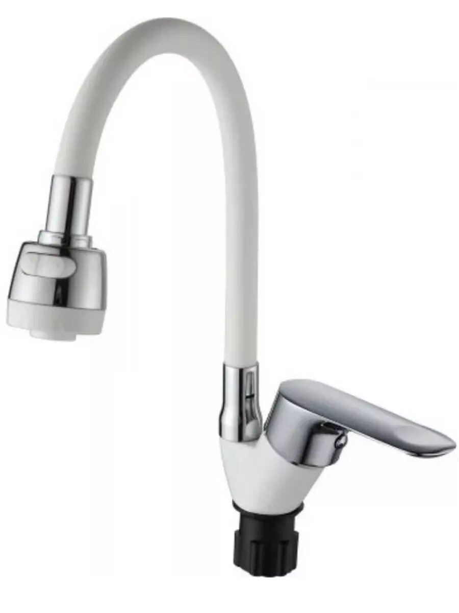 Смеситель для кухни ECONOCE серия 290, с гибким двухрежимным изливом, белый (EC0291WT)