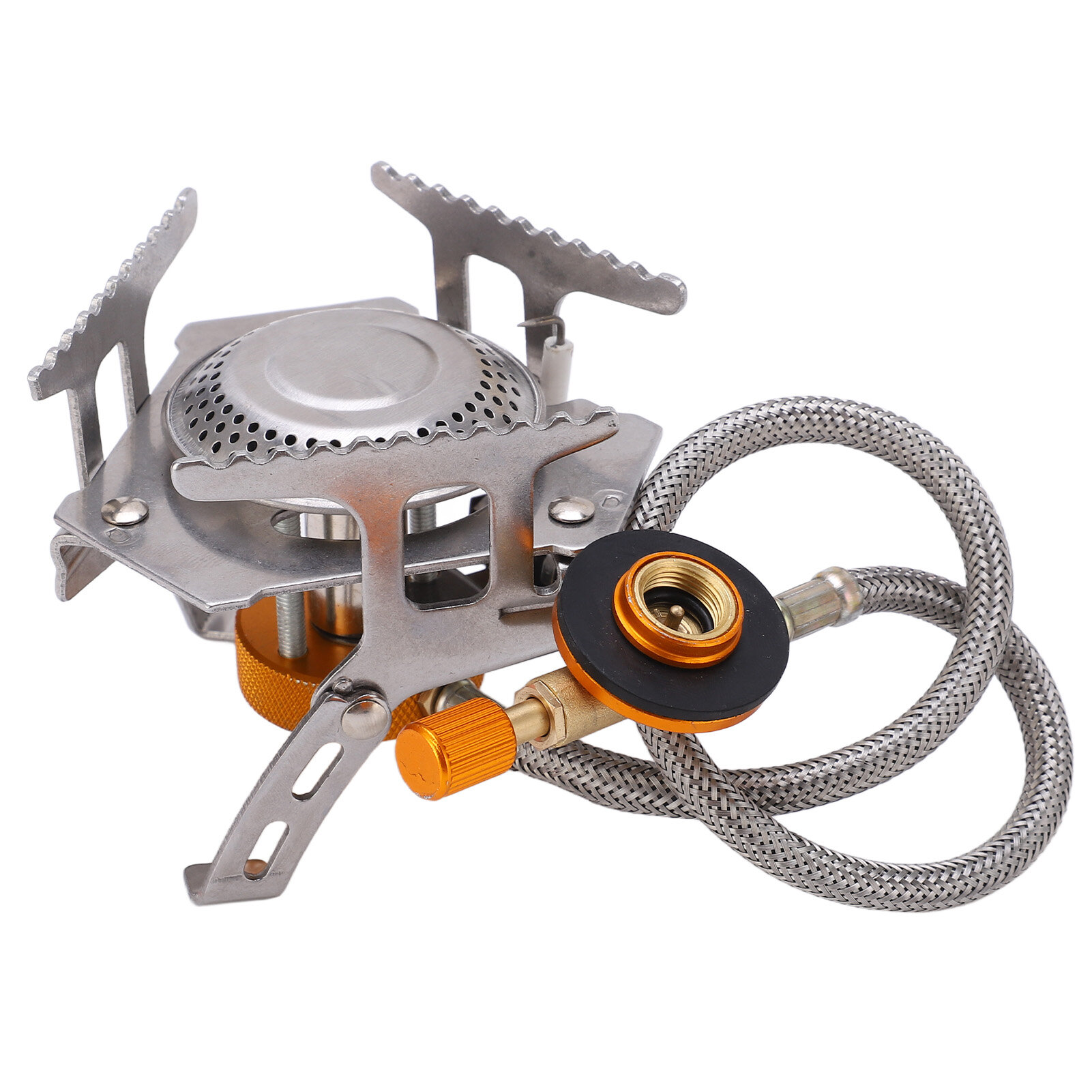 Мини-газовая плита для кемпинга, складная ветрозащитная походная печь с пьезо-зажиганием для пеших прогулок, пикника