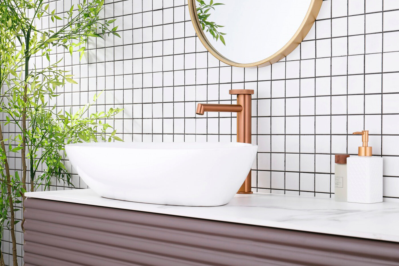 Смеситель однорычажный для раковины-чаши от бренда Ganzer GZ19112-R розовое золото