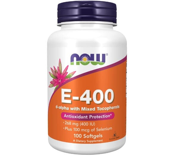 NOW Foods Vitamin E-400 IU Mixed Tocopherols + Selenium, Витамин Е-400 Натуральный + Селен 100 мкг 100 гелевых капсул