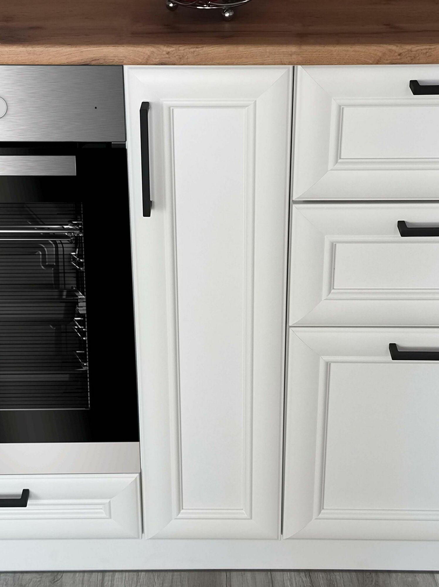 Кухонный гарнитур VITAMIN модульный шкаф напольный с полкой, МДФ, цвет "Белый рамочный" ширина 20 см.