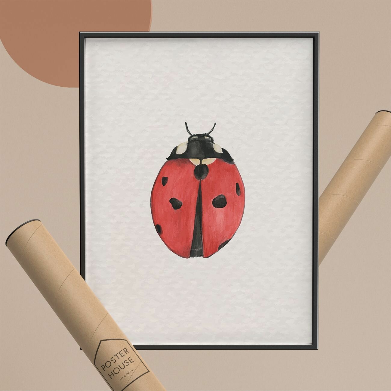 Постер Детский Божья коровка 50х70 см без рамы/ Минималистичный эстетичный плакат в детскую
