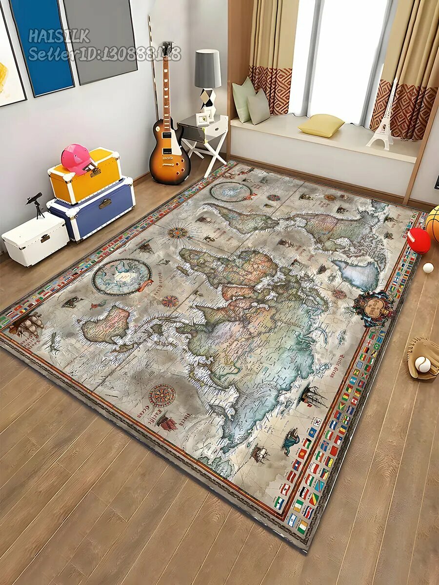 Ковер Винтажная карта мира, 1.5 x 2 м