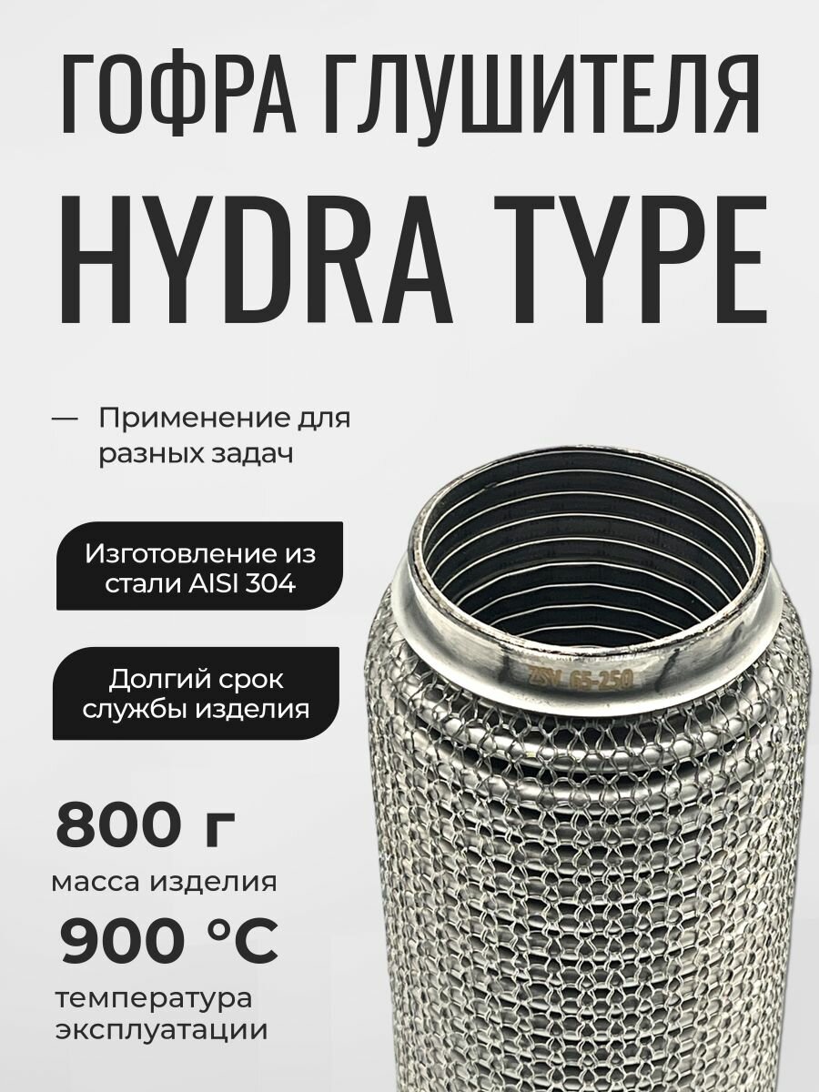Гофра глушителя Hydra type премиум качество (AISI 304) 65-250мм
