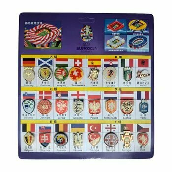 Кубок Европейских чемпионов УЕФА Евро-2024, значок 24 стран, брошь, булавки, Сувенир команды Чемпионата Европы, Подарок для болельщиков