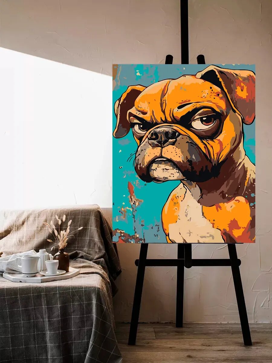 Картина по номерам Мультяшный Мопс Собака Животное