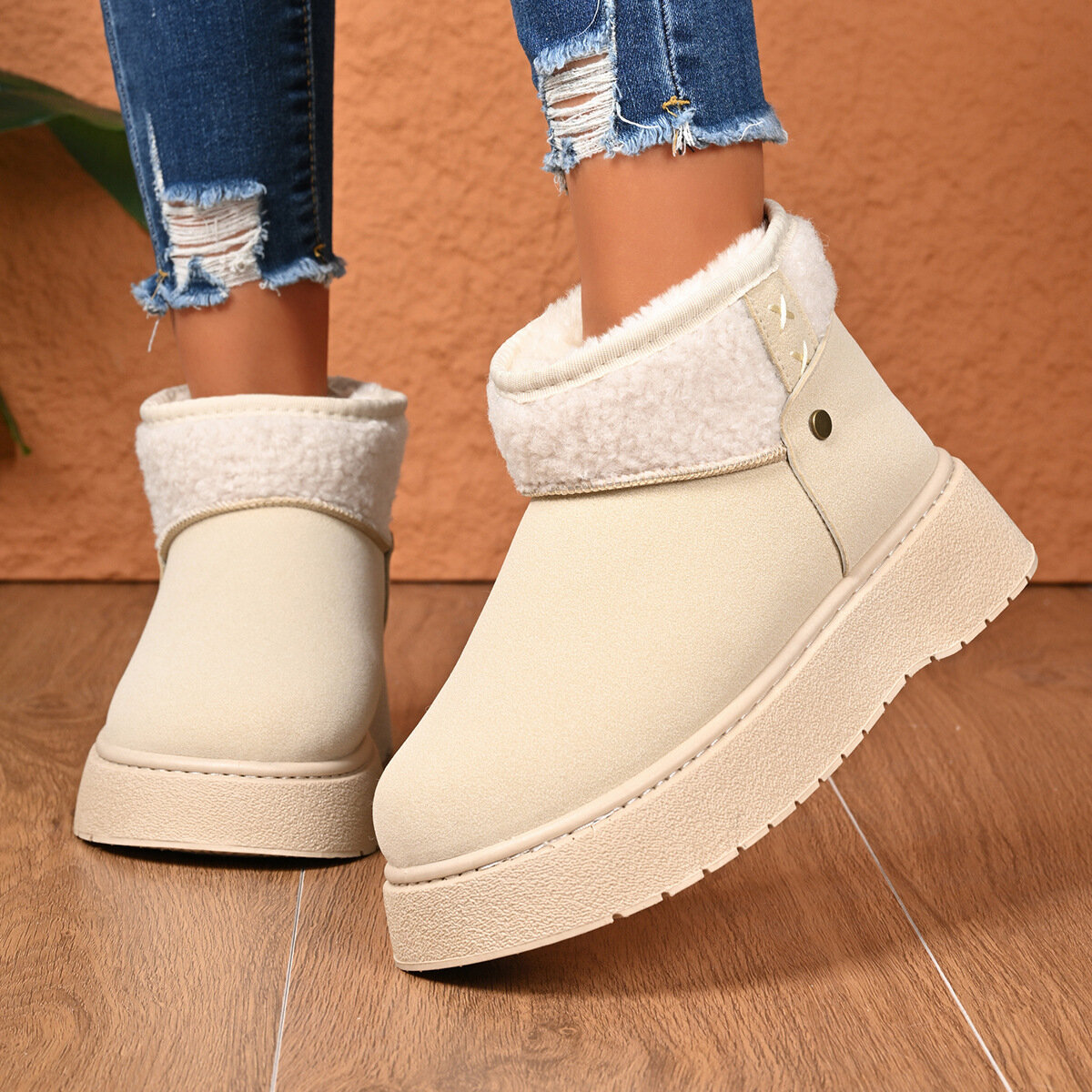 Зимние короткие зимние ботинки 2025 года, большой размер, толстая подошва, хлопок, утолщенный бархат, теплые ботинки из северо-восточного хлопка