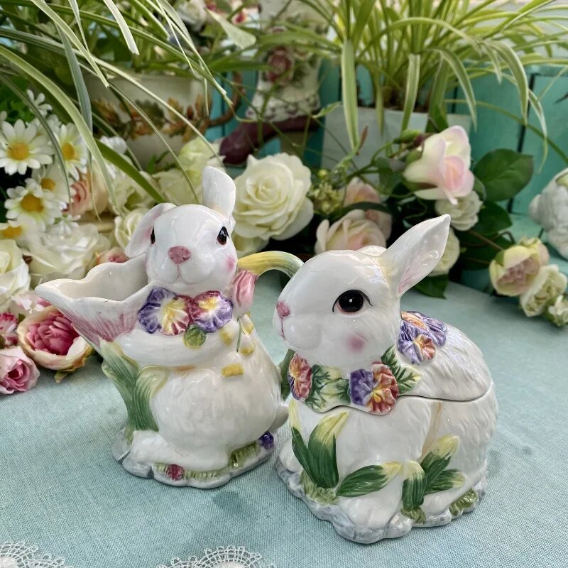Керамическая банка для сахара с кроликом Sugar Jar Milk Cup
