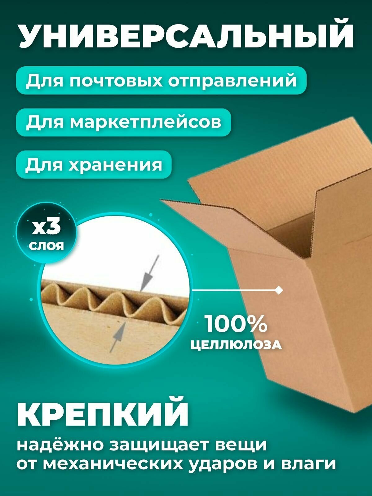 Коробка картонная для хранения вещей, игрушек, обуви. Коробки для переезда и посылок, Гофрокороб 40*40*30 см, 20 штук