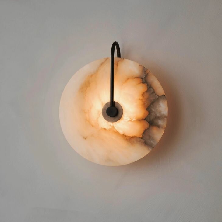 Бра, Настенный Бра Из Мрамора, Круглый, Золотой, Для Спальни