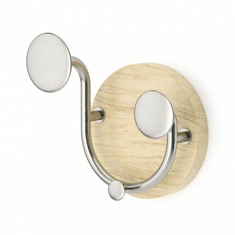 Вешалка настенная melody, 2 крючка, натуральное дерево/никель