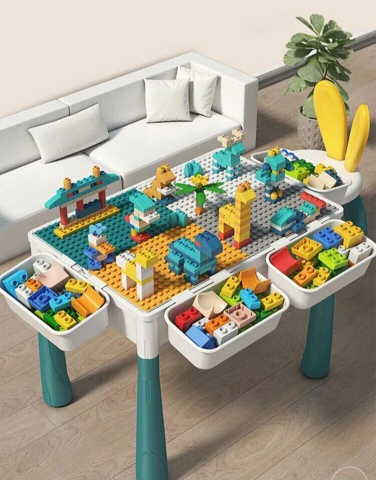 Игровой стол "6 в 1", с конструктором, для детей, 190 элементов, 1 стул