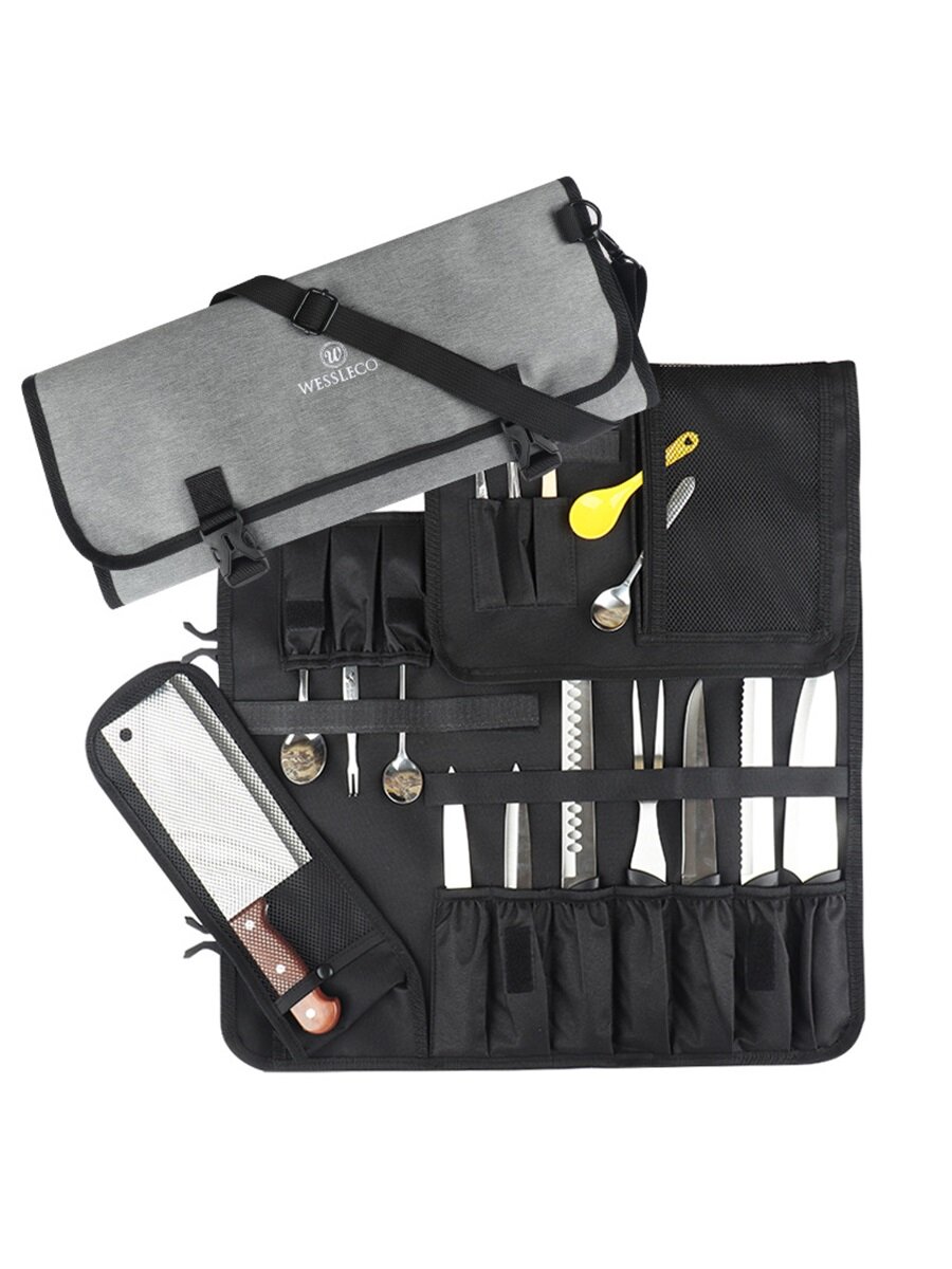 Chef Knife Bag Roll Carry Case Kitchen Cooking Portable Durable Storage Pockets