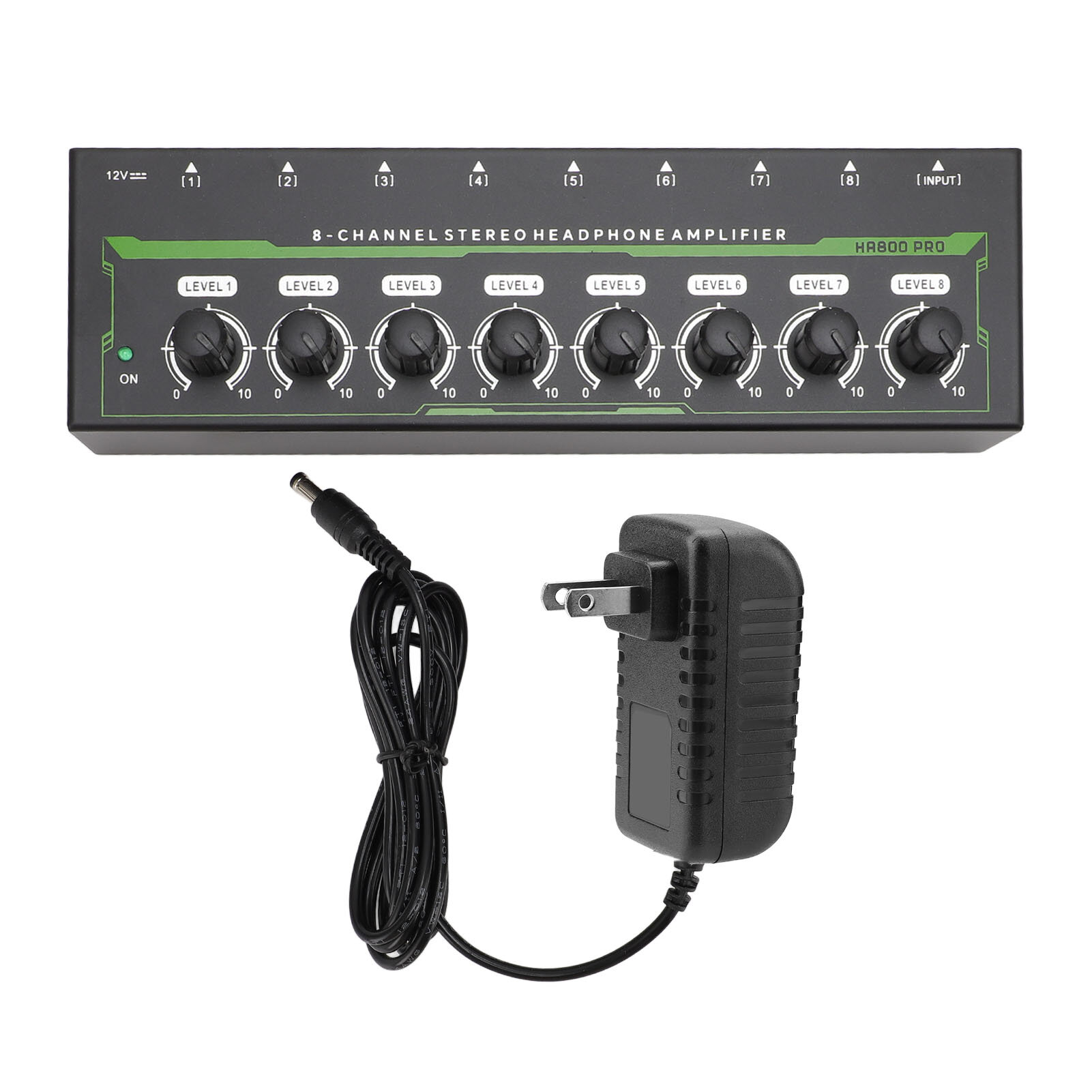 8 -канальный усилитель наушников с 8 -канальным усилителем наушников с тонким усилением сигнала 6,35 мм регулятора регулирования громкости стереозаголочки Splitter US Plug