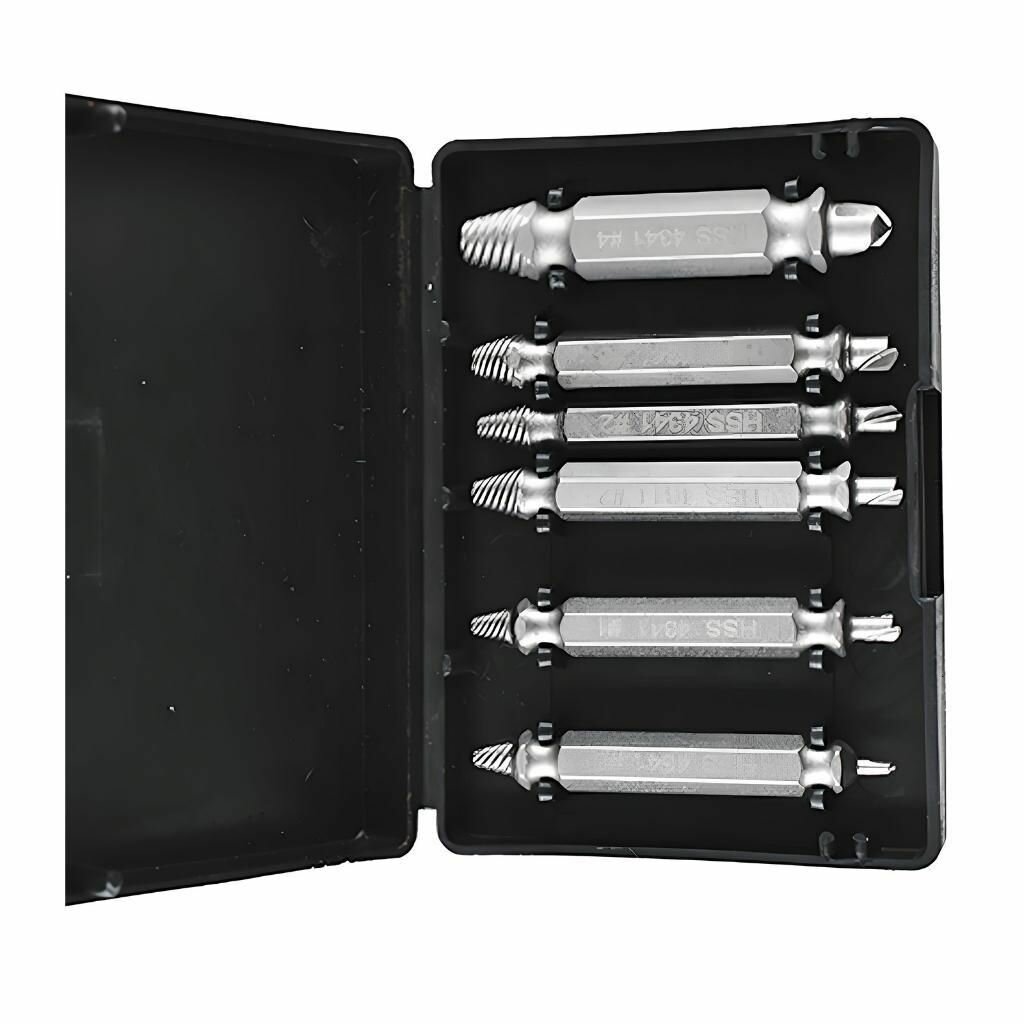 Набор инструментов, Набор шнековых экстракторов из шести частей - тип HSS с серебряной гравировкой